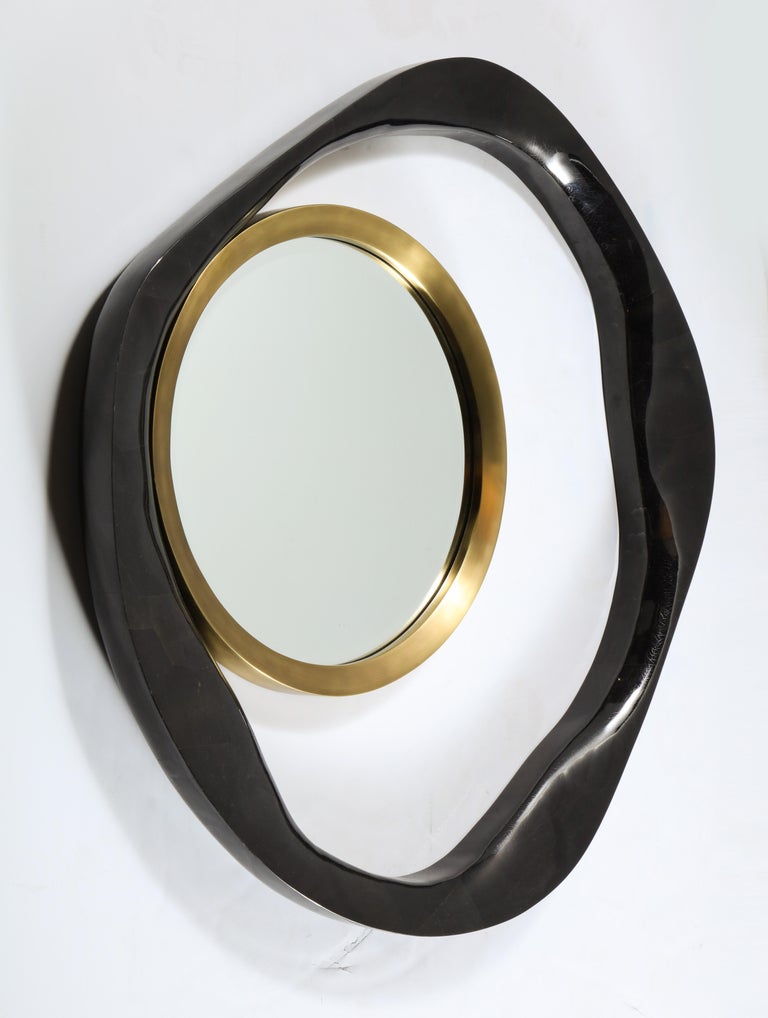 Mirror, Black Sea Shell with Brass Detail, in Stock, Organic Style ...