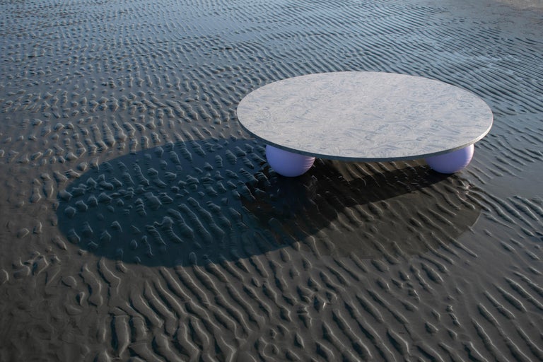 SEA SURFACE Coffee Table Silver Veneer and Solid Wood Lilac Spheres For ...