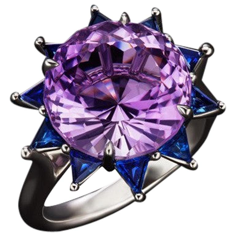 JAG New York Oval Amethyst Ring with Briolette Drops in 20 Karat Yellow ...