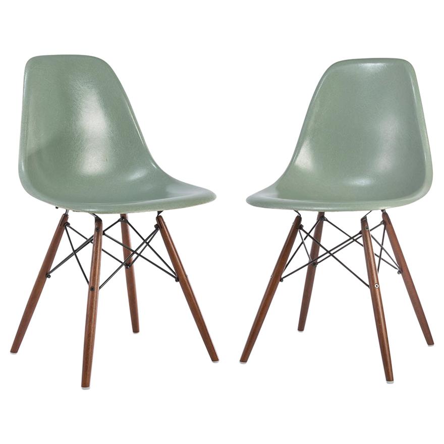 Seafoam Pair '2' of Herman Miller Vintage Eames DSW Side Shell Chair ...