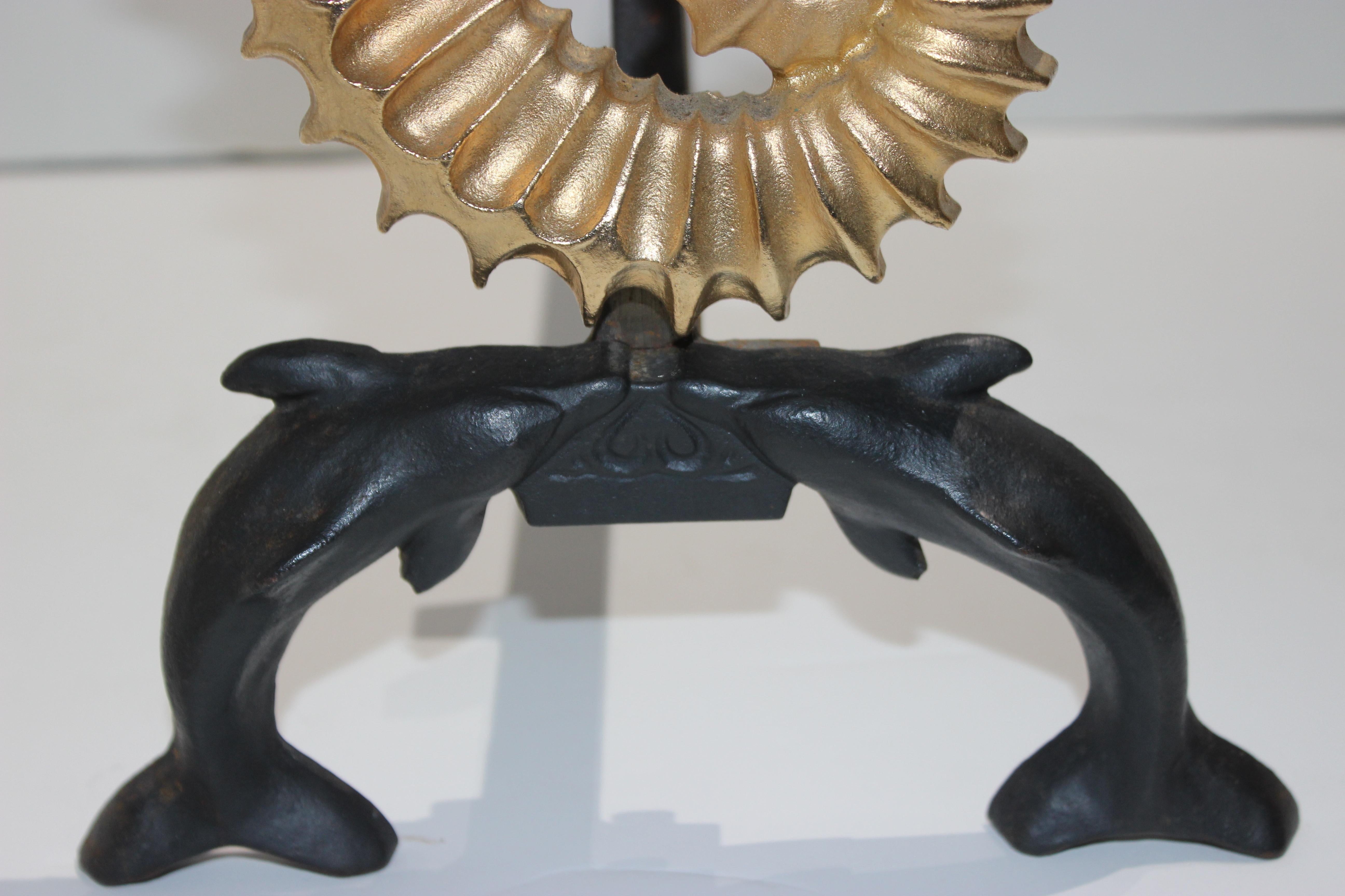 Seahorse and Dolphins Andirons at 1stDibs