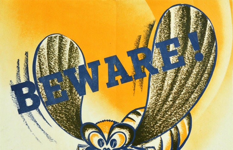 Seaman - Original Vintage WWII Propaganda Poster Beware Wasp Design War ...