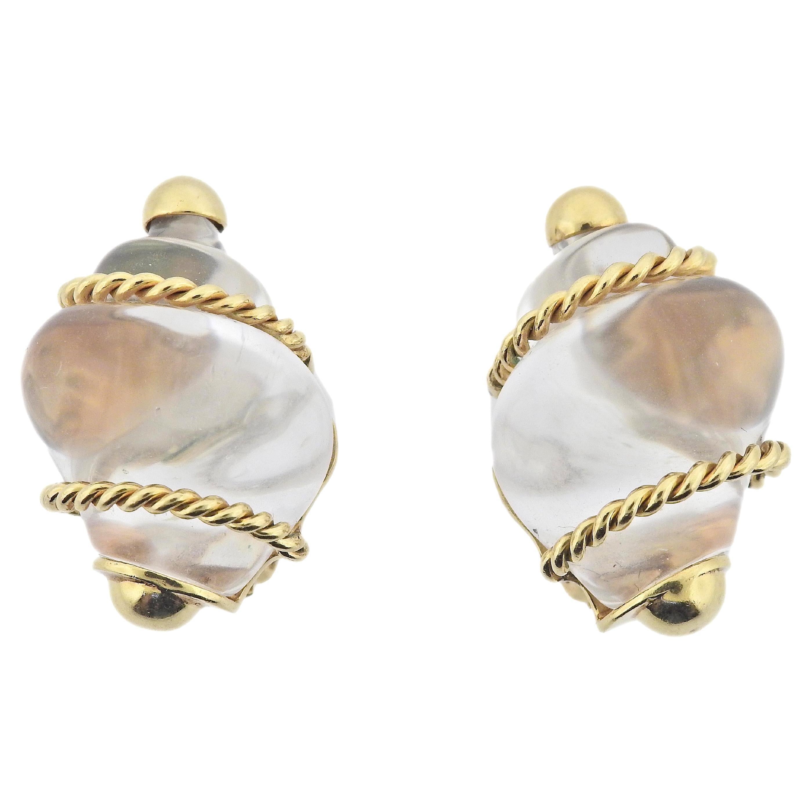 Seaman Schepps Gold Turquoise Turbo Shell Earrings at 1stDibs | seaman ...