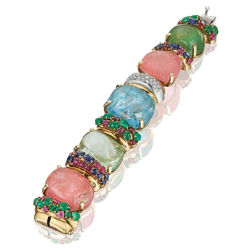 Seaman Schepps Chalcedony and Blue Sapphire “Bodrum” Link Bracelet at ...