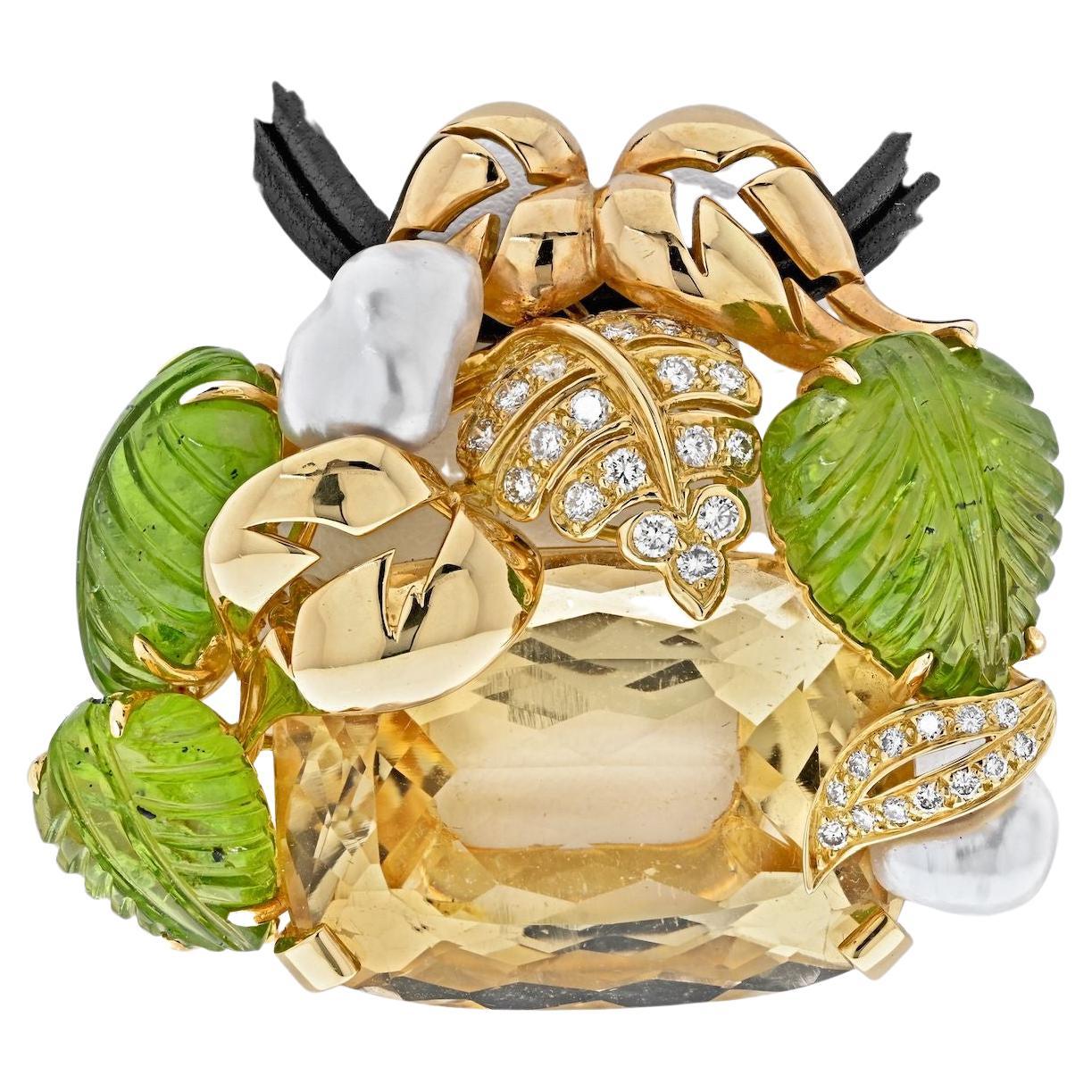 Seaman Schepps Large Coral Gold and Turquoise Torsade Necklace at 1stDibs