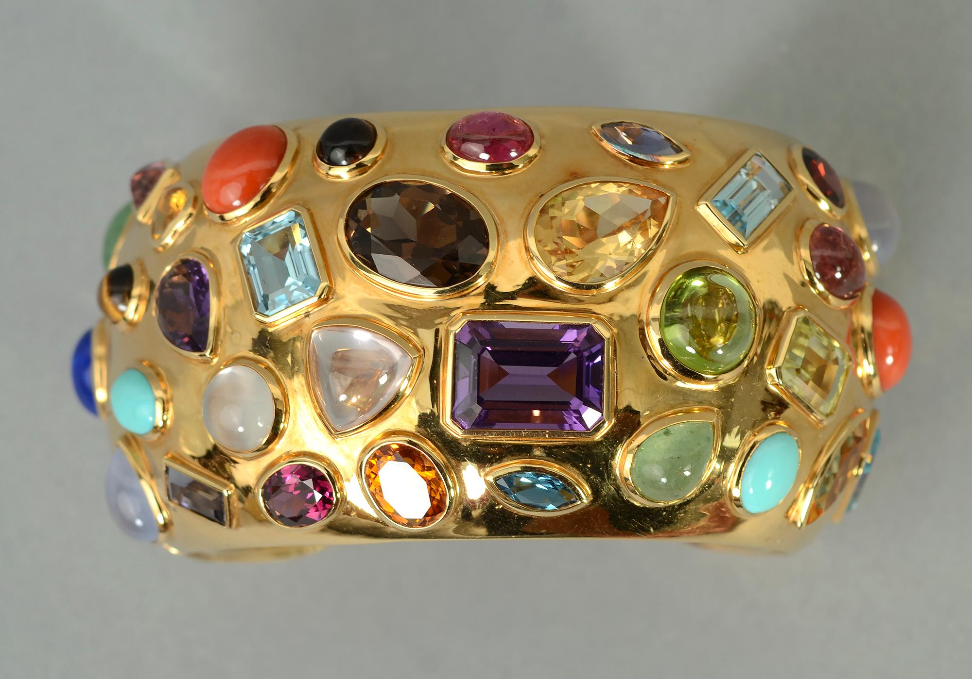 Seaman Schepps Multistone 1950s Cuff Bracelet at 1stDibs | seaman ...