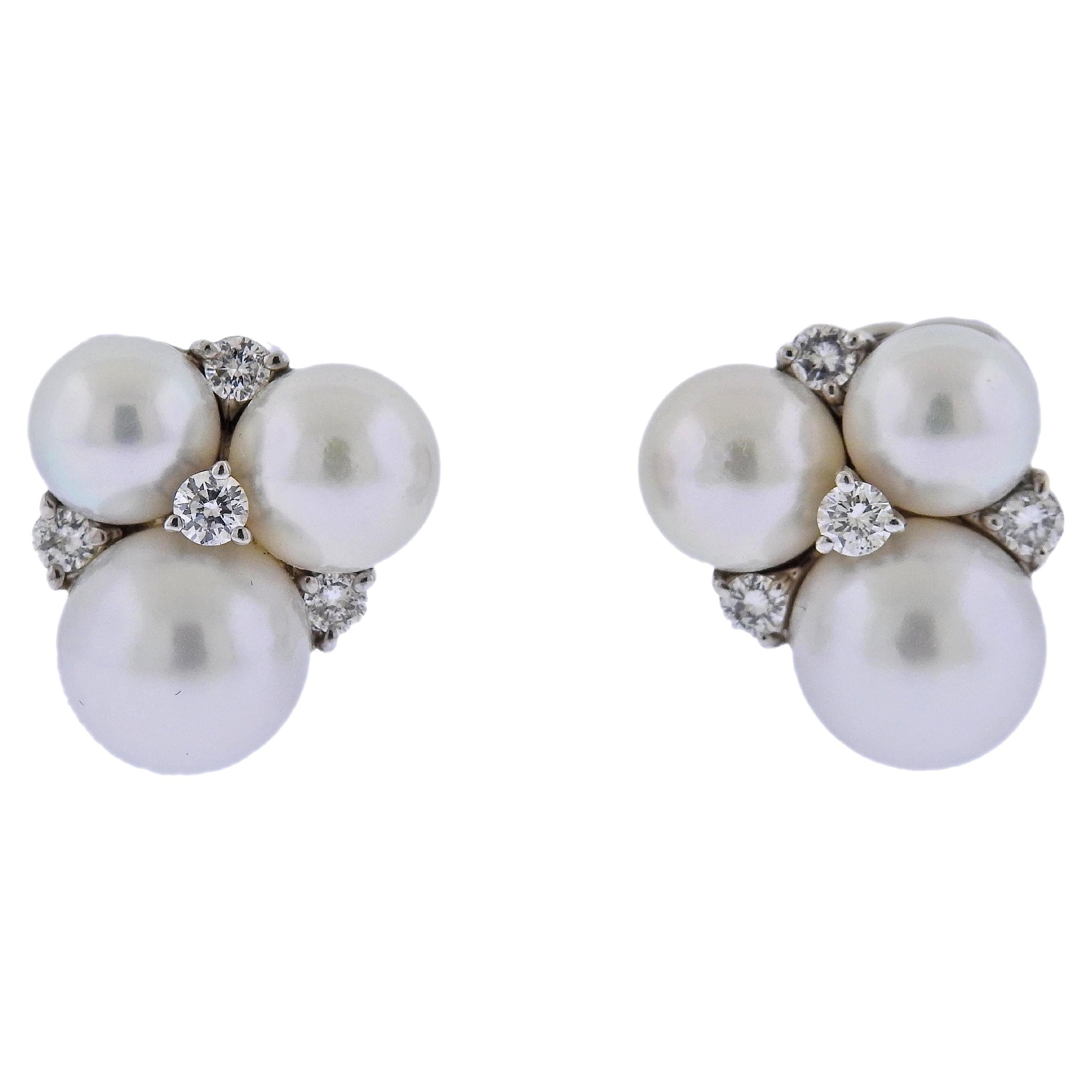 18K Yellow Gold Seaman Schepps Trianon Turquoise Crystal Pearl Earrings ...