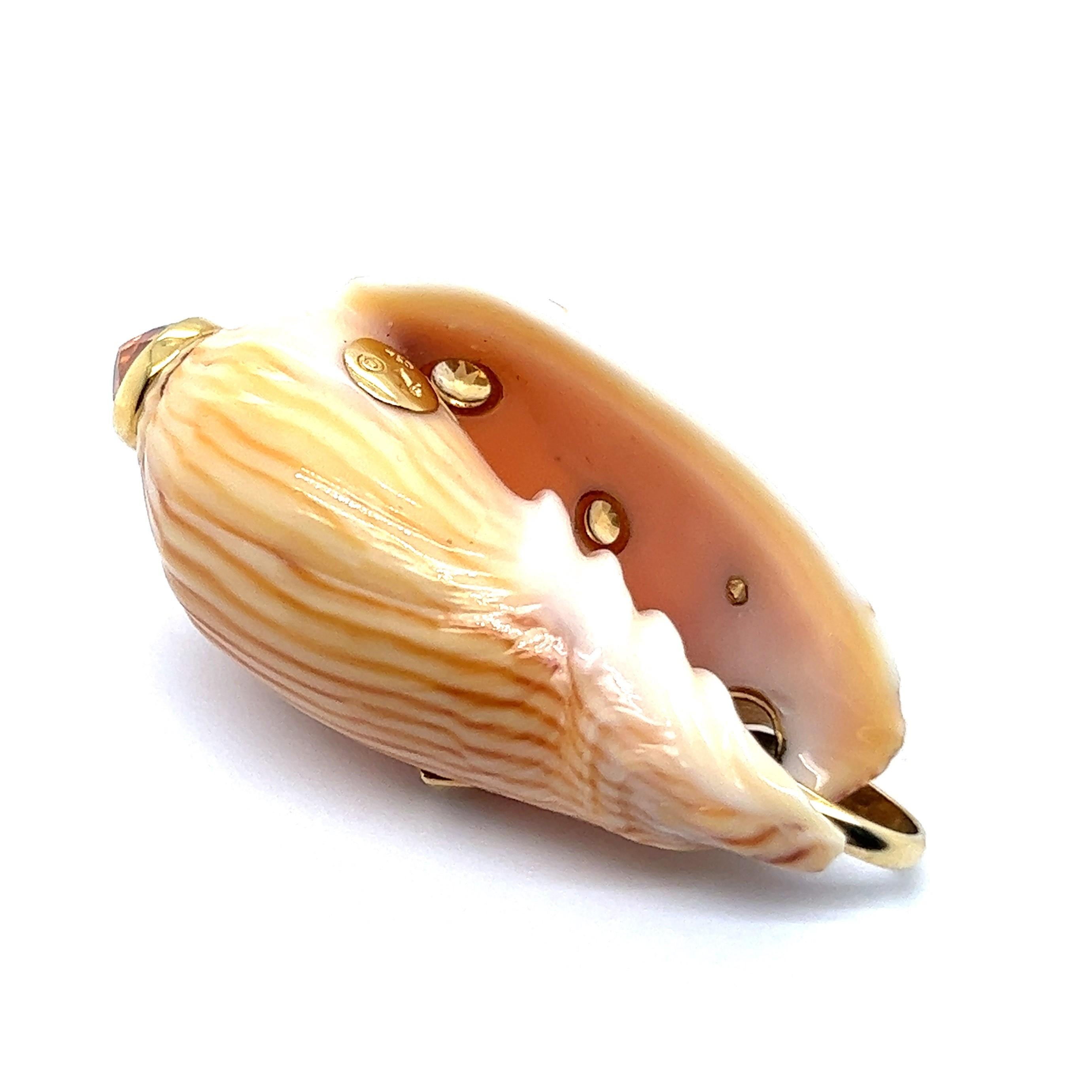 Seaman Schepps Shell Pendant with Citrine in 18 Karat Yellow Gold For ...