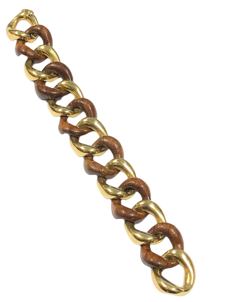 Seaman Schepps Yellow Gold and Wood Bracelet For Sale at 1stDibs