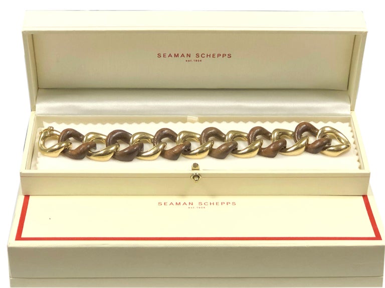 Seaman Schepps Yellow Gold and Wood Bracelet For Sale at 1stDibs