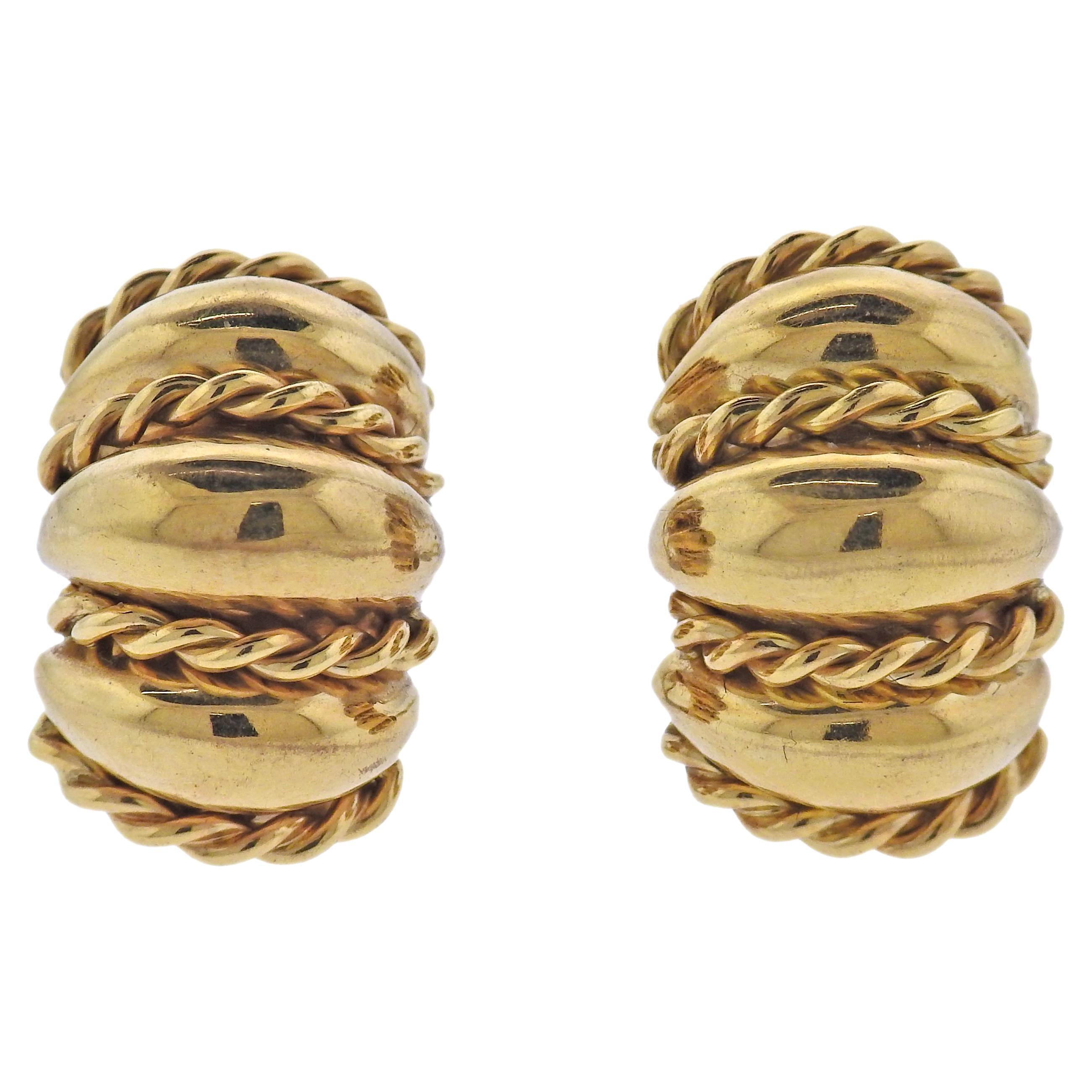 Seaman Schepps Amber Gold Shrimp Earrings at 1stDibs