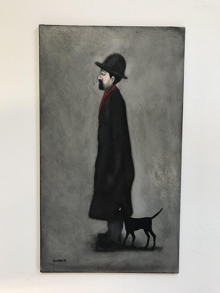 Sean Durkin - The man with the red scarf and dog by Sean Durkin, Lowry ...