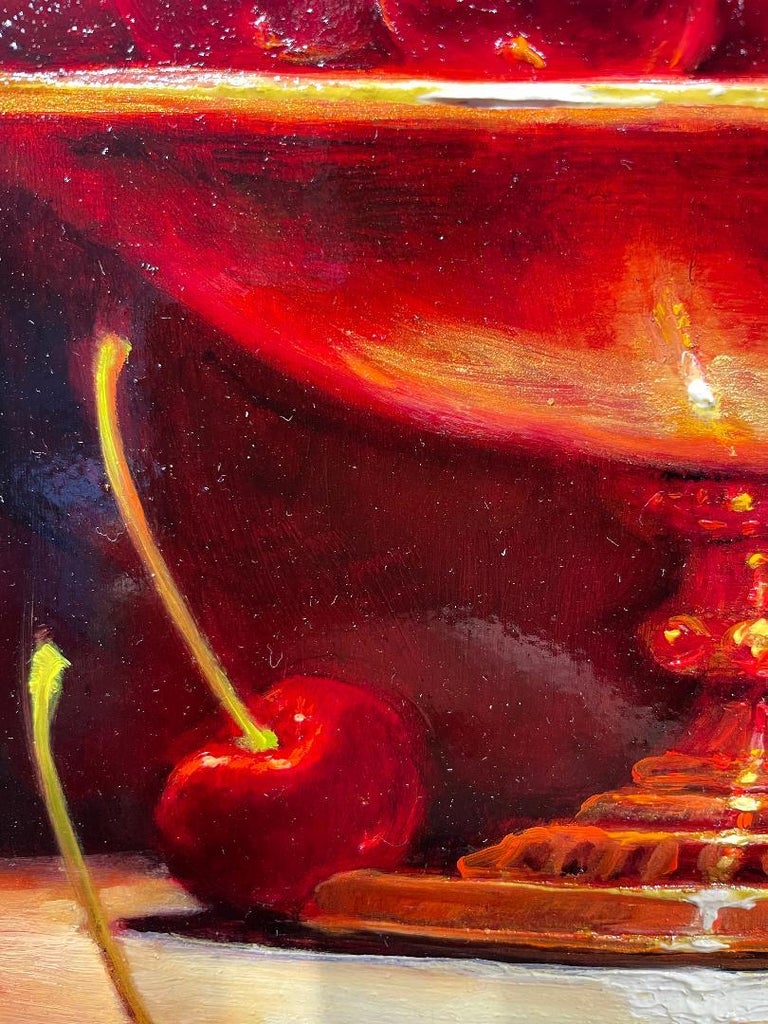 Sean Farrell - Peinture à l'huile - Nature morte de cerisier rouge, 12 x 9 cm, Sean Farrell En ...
