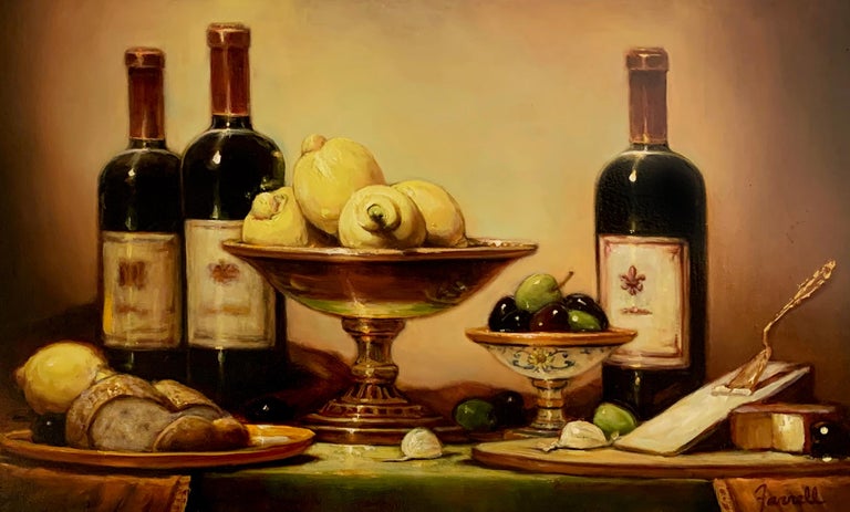 Sean Farrell - Sean Farrell, "Wine and Cheese", 15x24 Tuscan Still Life ...