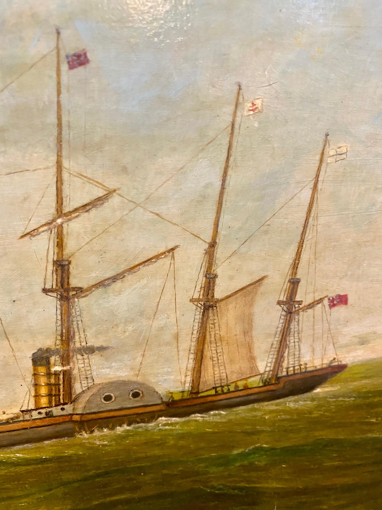 Seascape with Sidewheel Steamship, by B. Wallis, circa 1850 For Sale at ...