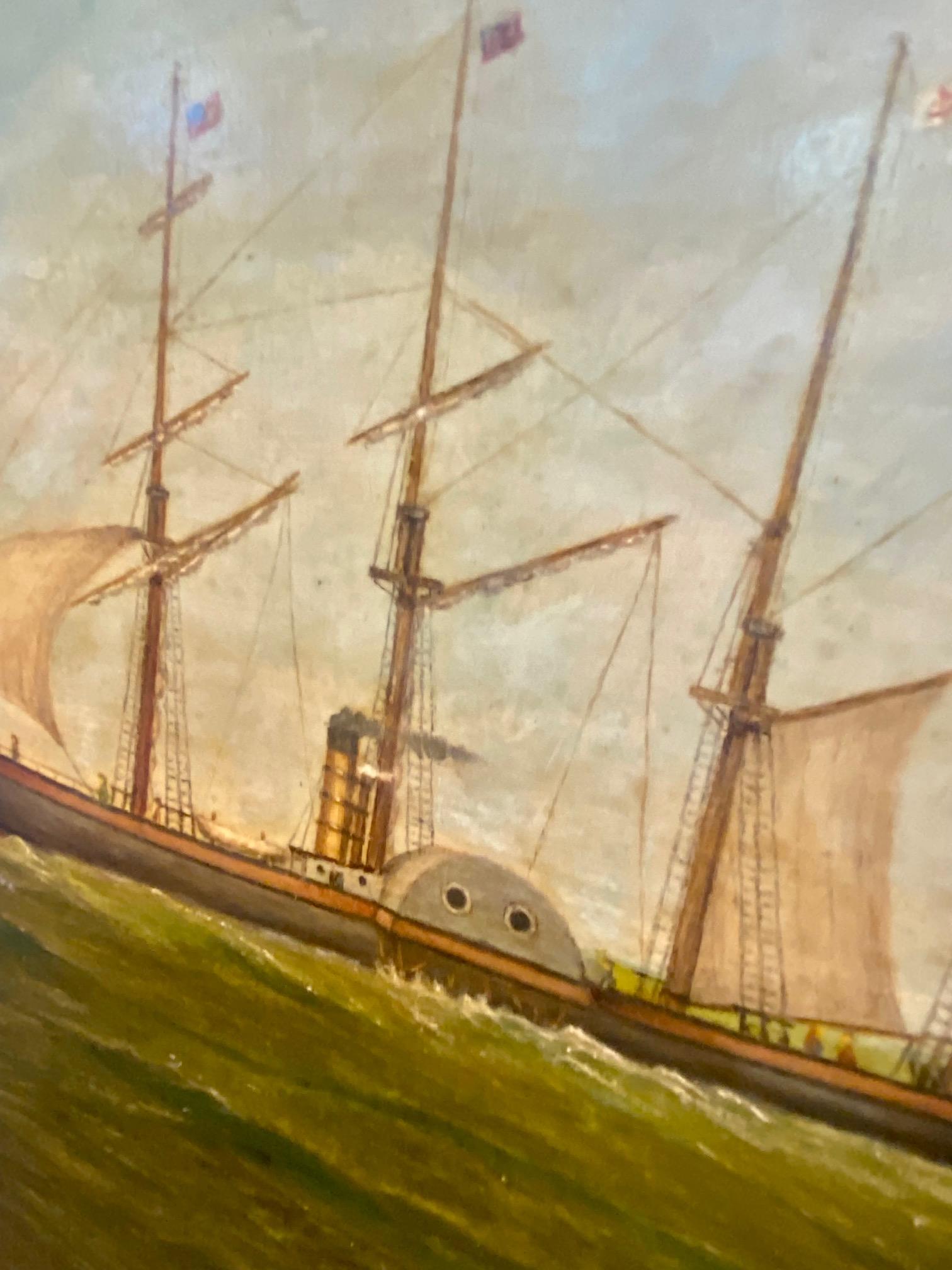 Seascape with Sidewheel Steamship, by B. Wallis, circa 1850 For Sale at ...