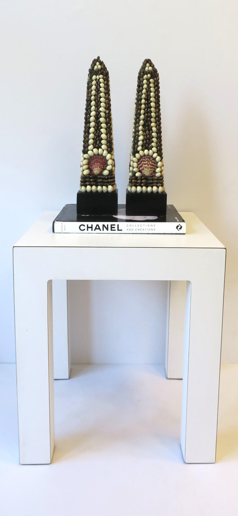 Seashell Covered Obelisks, Pair For Sale at 1stDibs