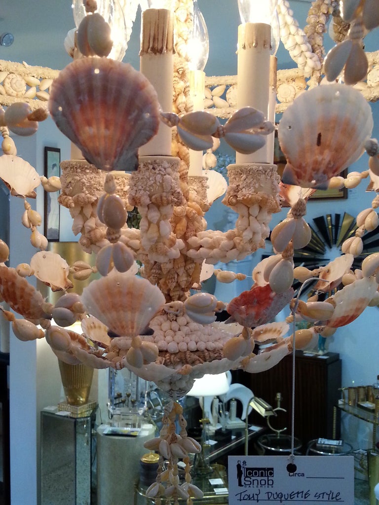 Seashell Encrusted Chandelier For Sale at 1stDibs