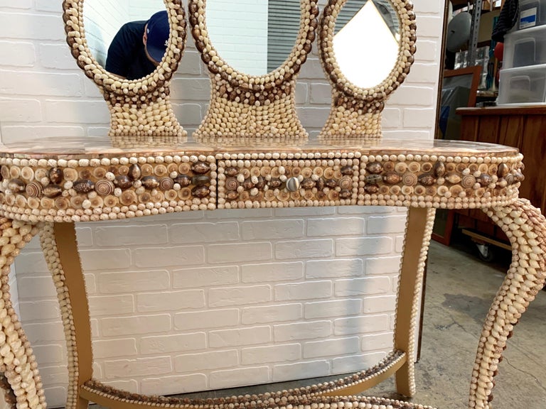 Seashell Encrusted Grotto Vanity / Desk at 1stDibs