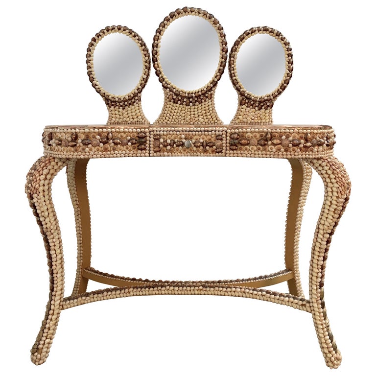 Seashell Encrusted Grotto Vanity / Desk at 1stDibs