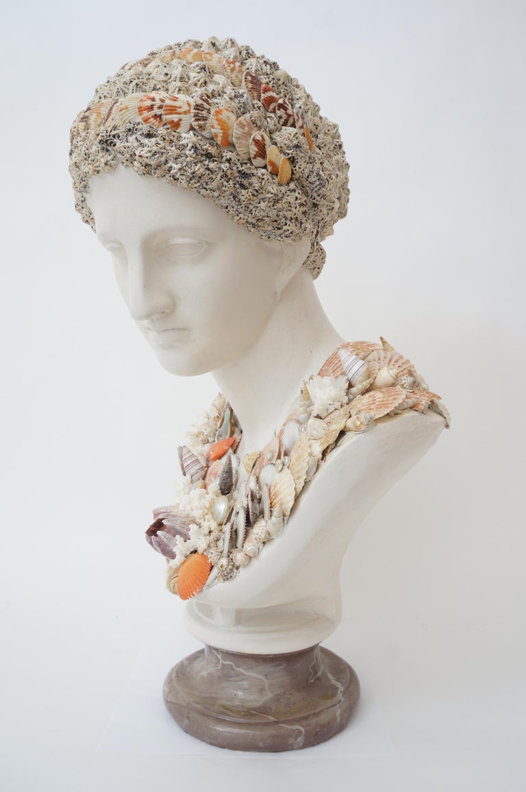 Seashell Encrusted Neoclassical Bust For Sale at 1stDibs