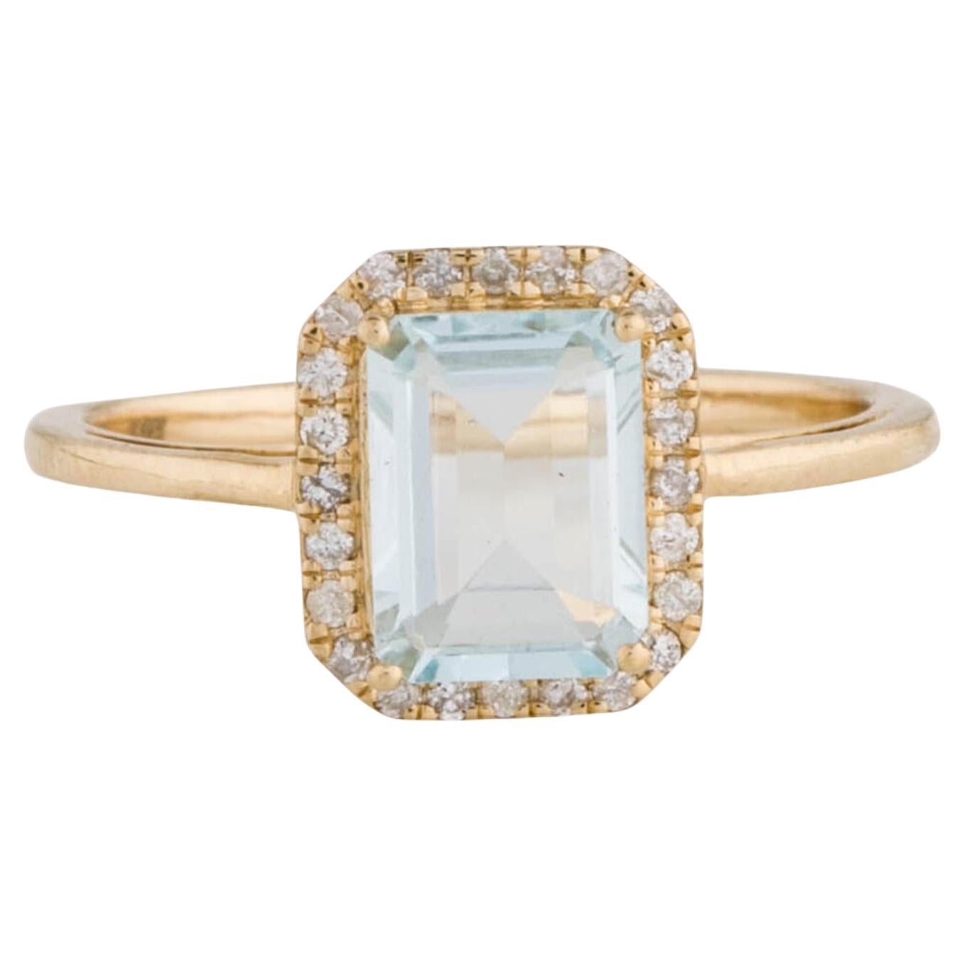 Seaside Serenity Aquamarine and Diamond Ring in 14K Yellow Gold For ...