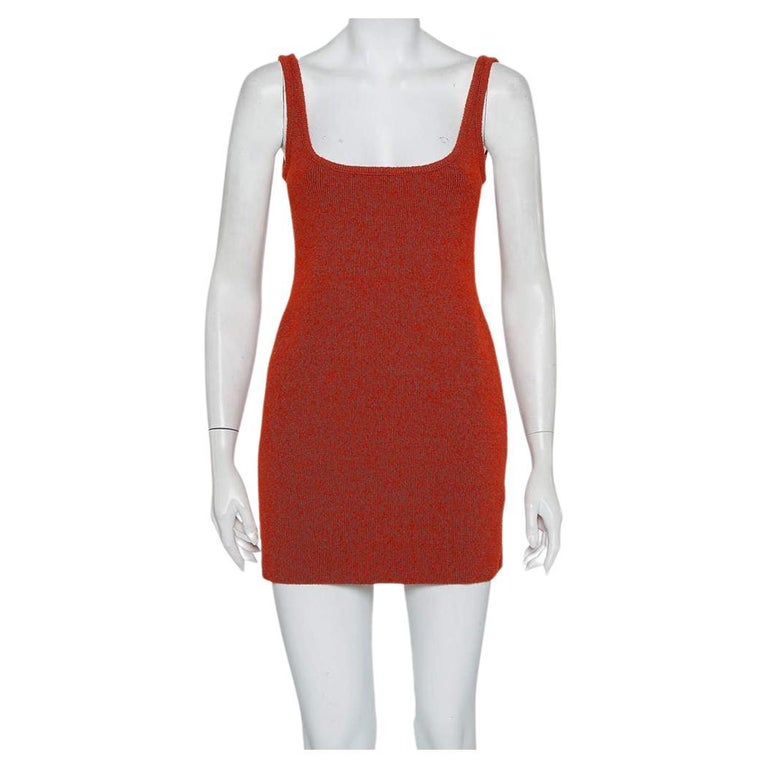 Season 6 Yeezy Red Knit Akira Tank Mini Dress L For Sale at 1stDibs