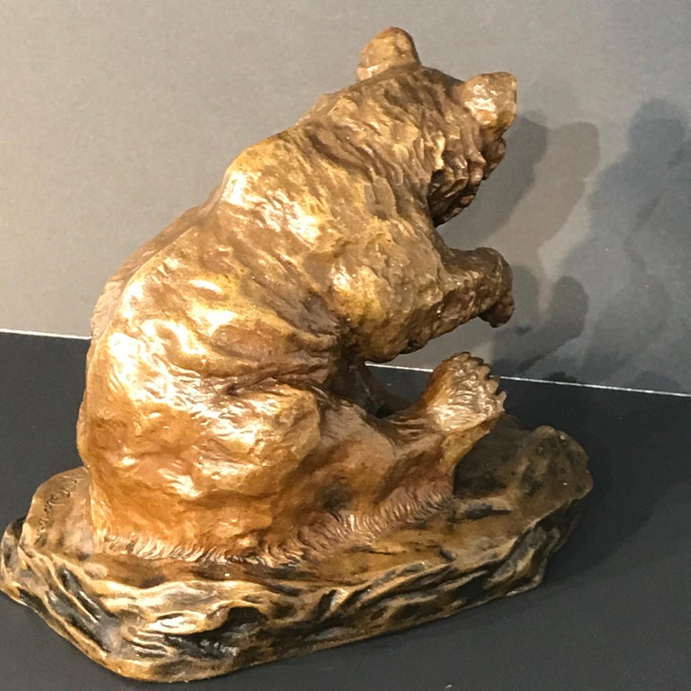 Seated Bronze Bear Signed M.H. Wiechmann For Sale at 1stDibs