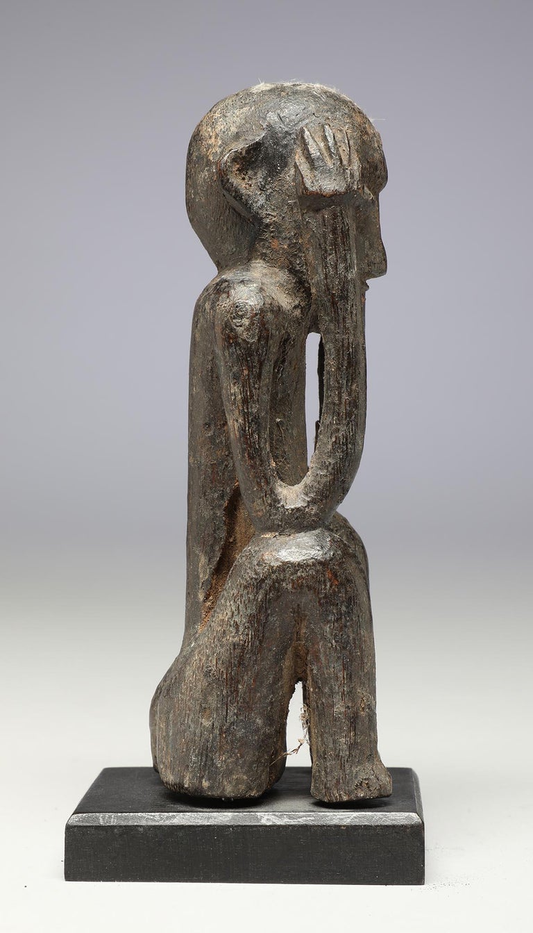 Seated Philippine Miniature Bulul Figure with Hands on Side of Head ...