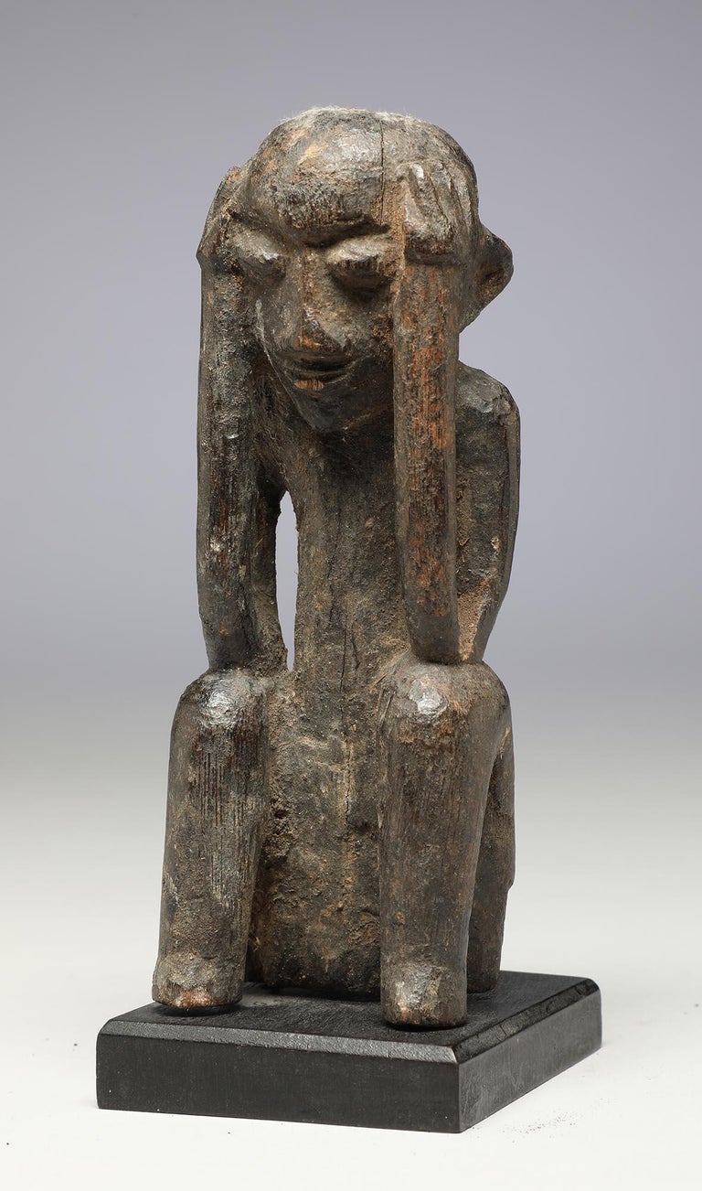 Seated Philippine Miniature Bulul Figure with Hands on Side of Head ...
