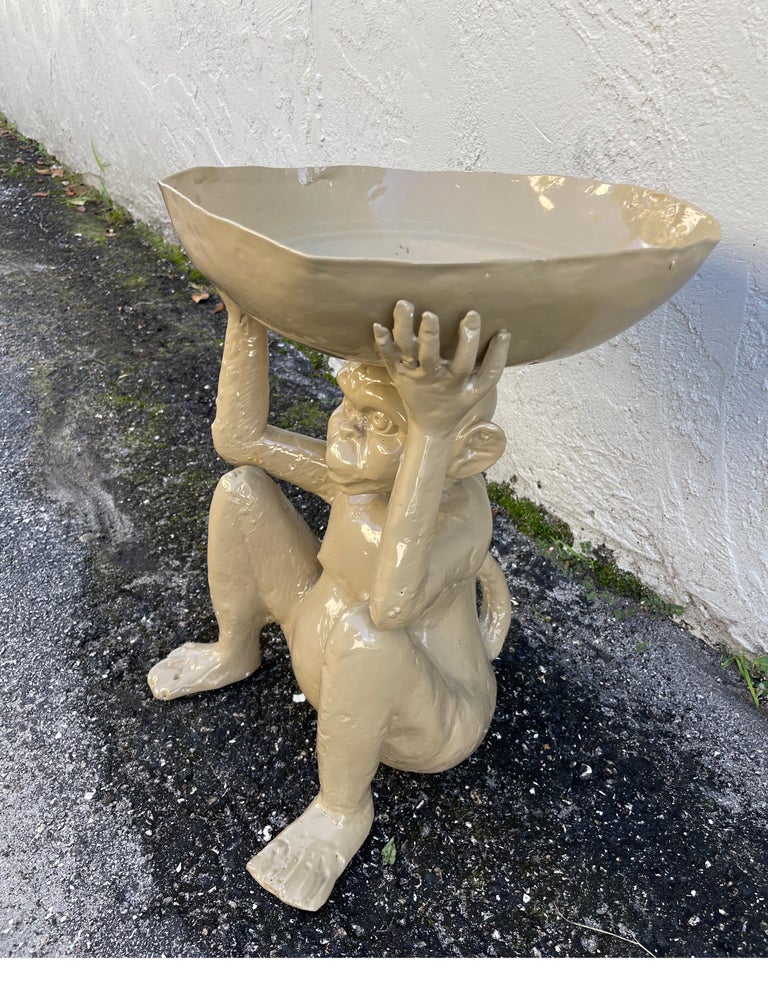 Seated Tole Monkey Holding a Bowl on His Head For Sale at 1stDibs