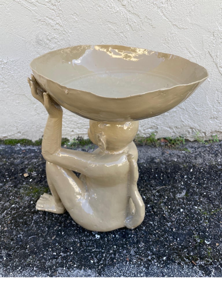 Seated Tole Monkey Holding a Bowl on His Head For Sale at 1stDibs