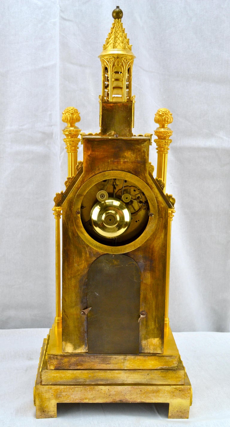 Second Empire Gothic Cathedral Clock and Garniture For Sale at 1stdibs