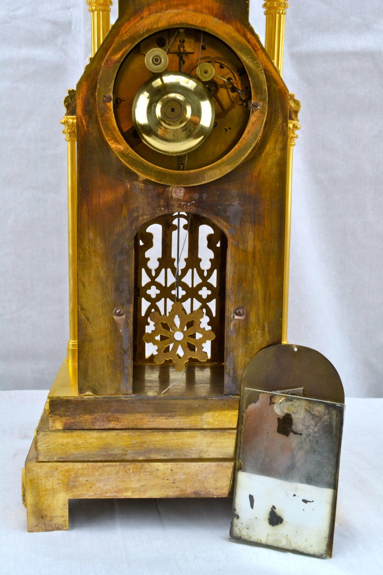 Second Empire Gothic Cathedral Clock and Garniture For Sale at 1stdibs