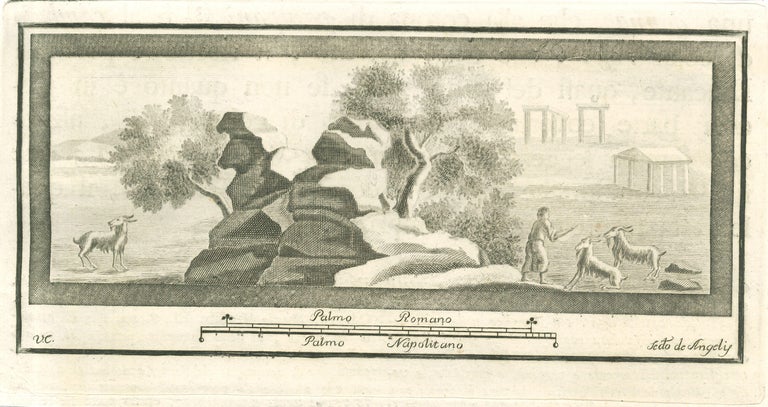 Secondo De Angelis - Pompeian Fresco Landscape - Etching by Secondo De ...