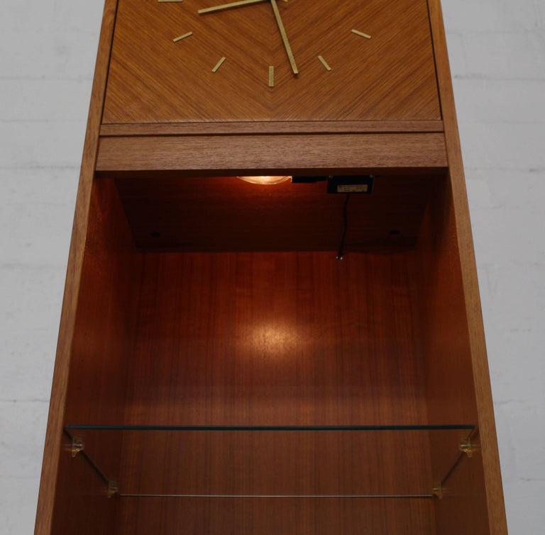 Secret Compartment Grandfather Clock Danish Modern Teak Bookcase Shelf ...