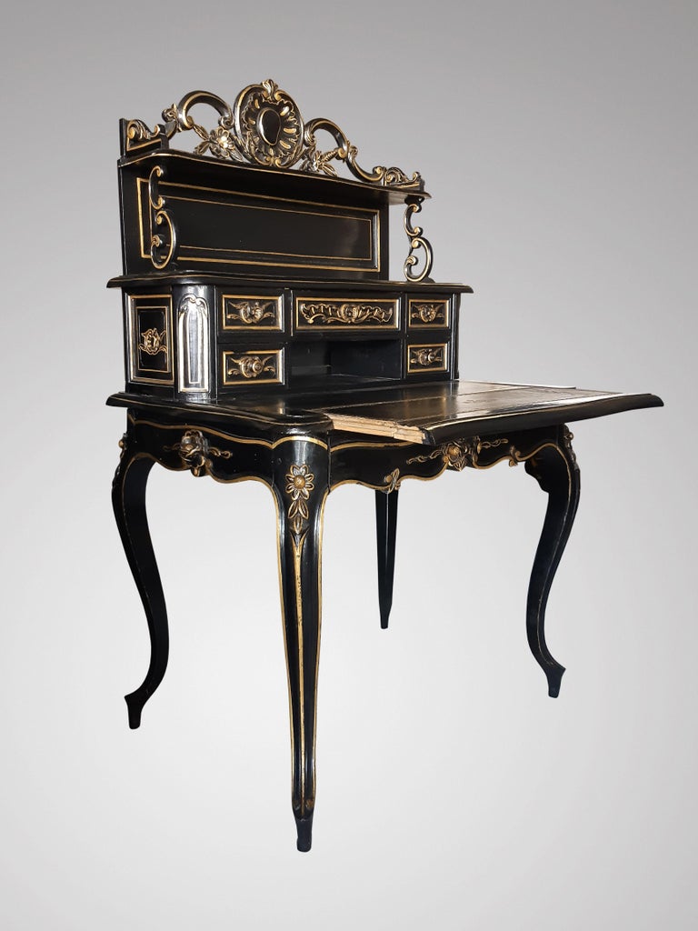 Secretaire Happiness of the Day Small Black Desk Napoleon III french ...
