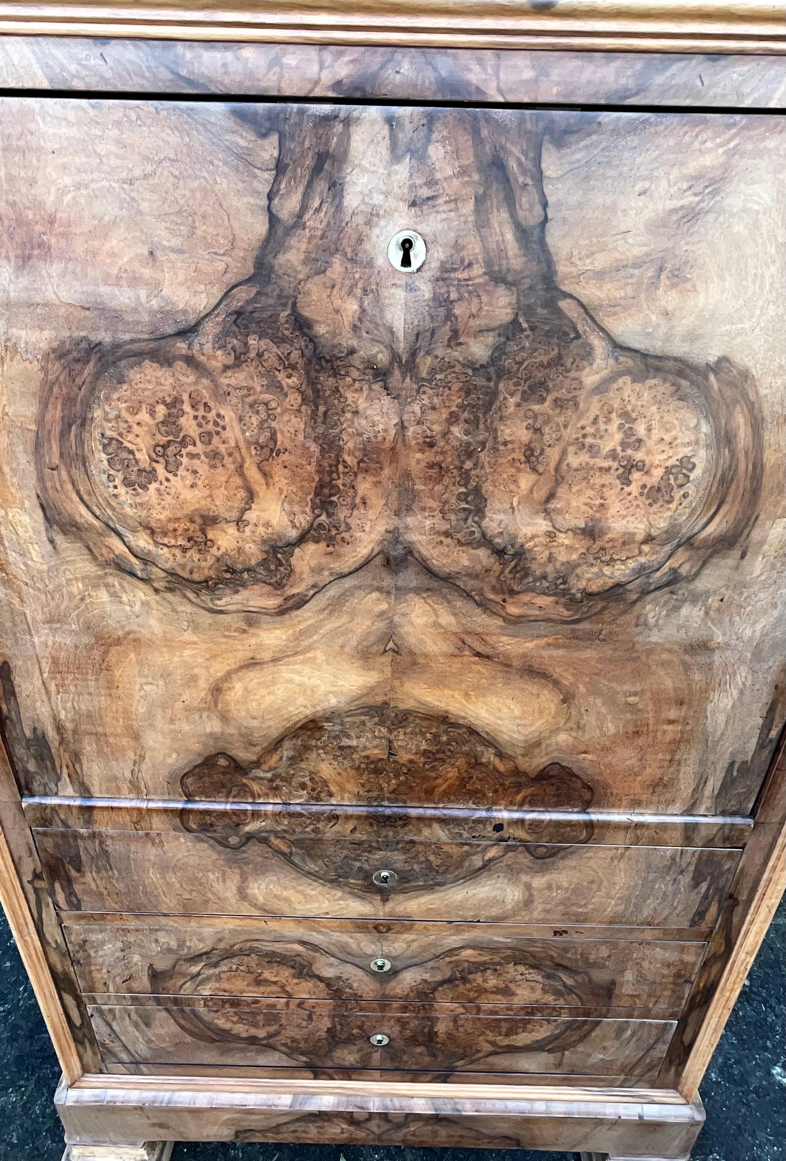 Secretary Period Louis Philippe, Mid 19th Century, In Walnut Bramble ...