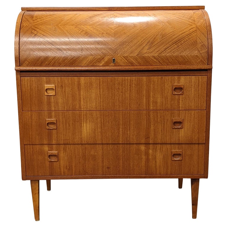 Secretary Roll Top Desk "1767" by Egon Ostergard Vintage Danish Mid ...