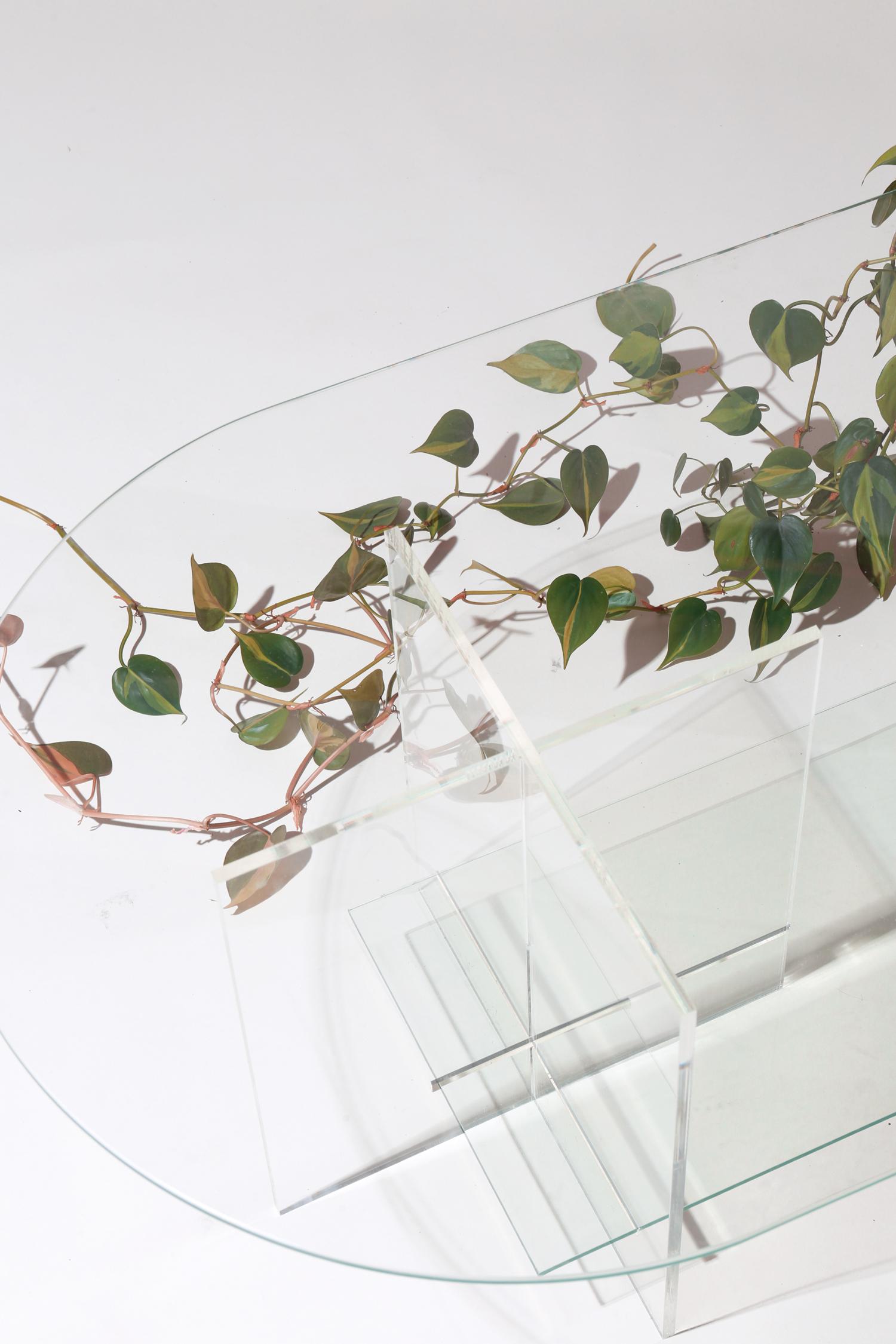 Section Coffee Table, Clear Glass / Clear Acrylic For Sale at 1stDibs