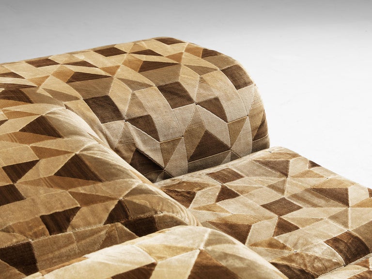 Sectional Sofa with Velvet Patterned Upholstery For Sale at 1stDibs