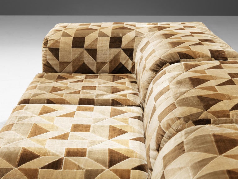 Sectional Sofa with Velvet Patterned Upholstery For Sale at 1stDibs