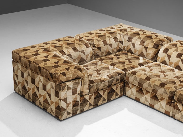 Sectional Sofa with Velvet Patterned Upholstery For Sale at 1stDibs