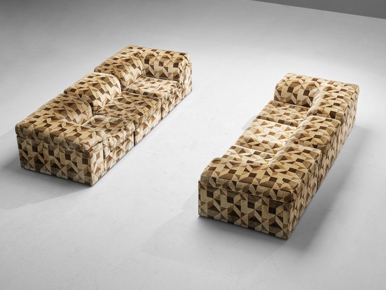 Sectional Sofa with Velvet Patterned Upholstery For Sale at 1stDibs