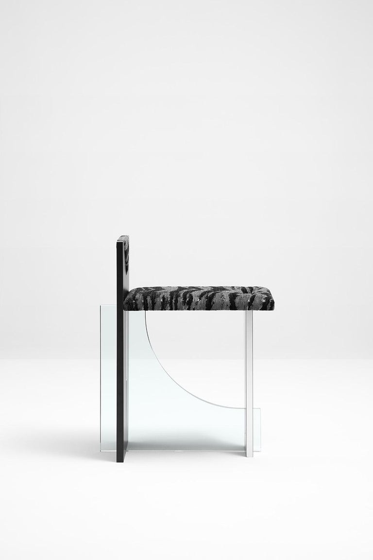 PUNK Chair in Glass, Wood and Steel Upholstered in Fabric by ...