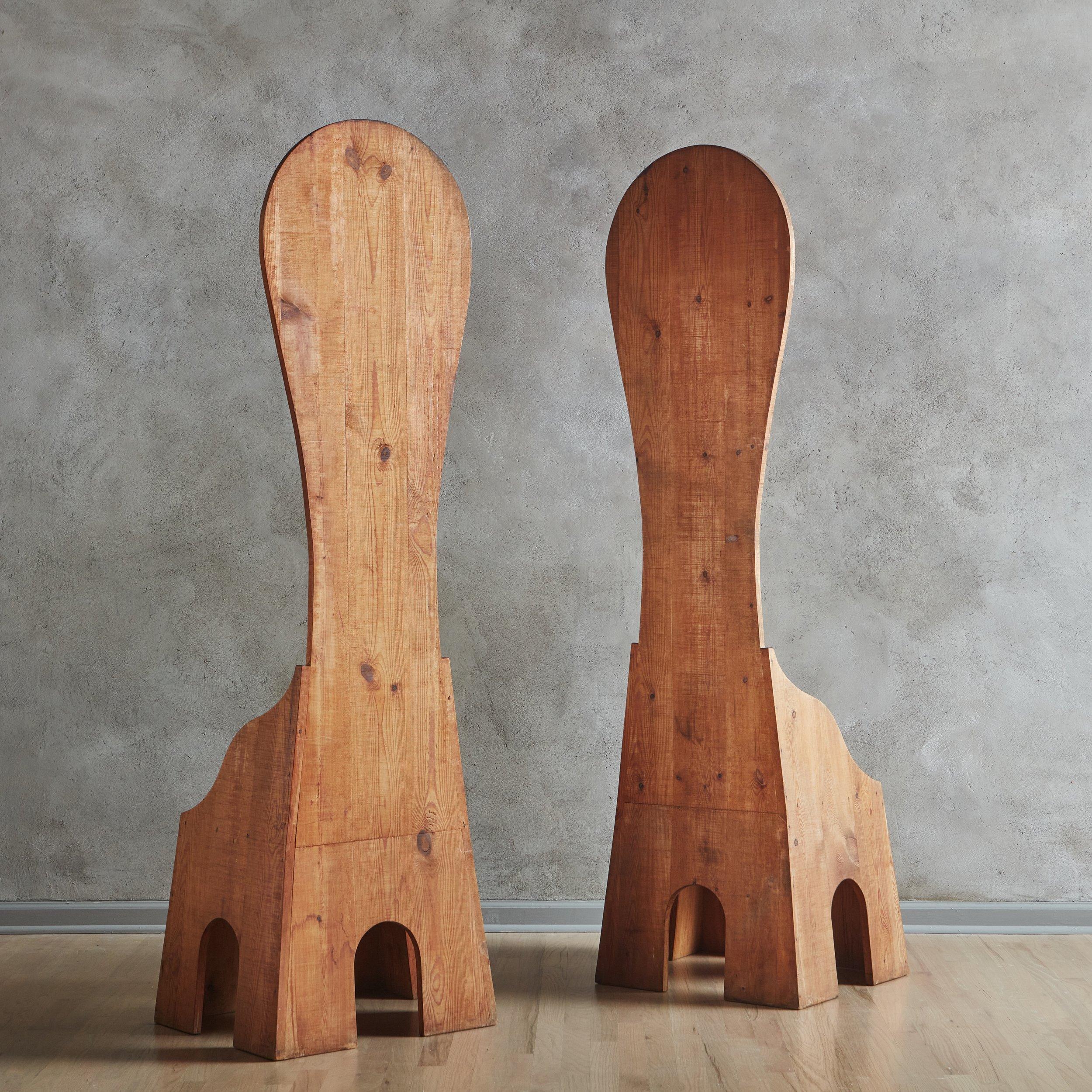 Sedia Alta Fir Wood Chair by Mario Ceroli for Poltronova, Italy 1972 ...