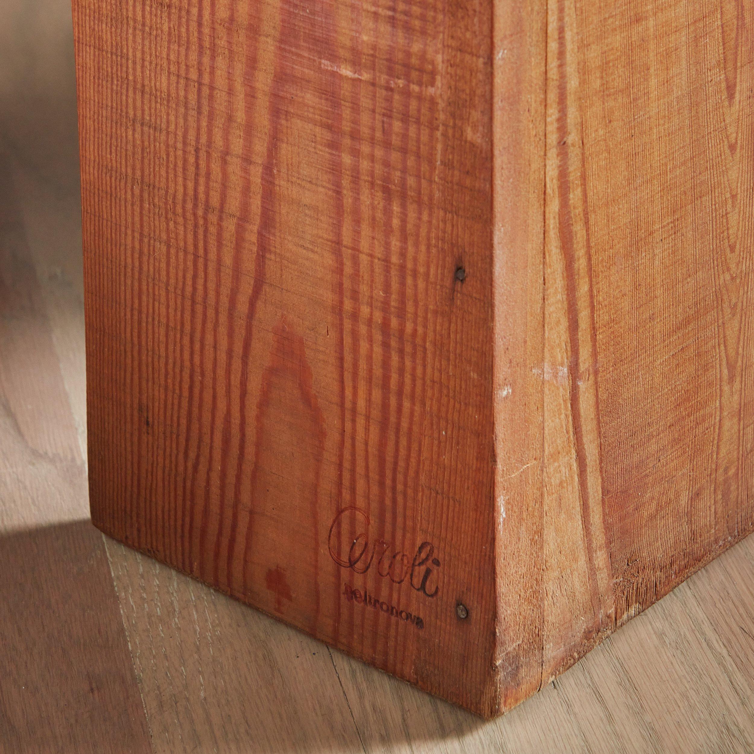 Sedia Alta Fir Wood Chair by Mario Ceroli for Poltronova, Italy 1972 ...