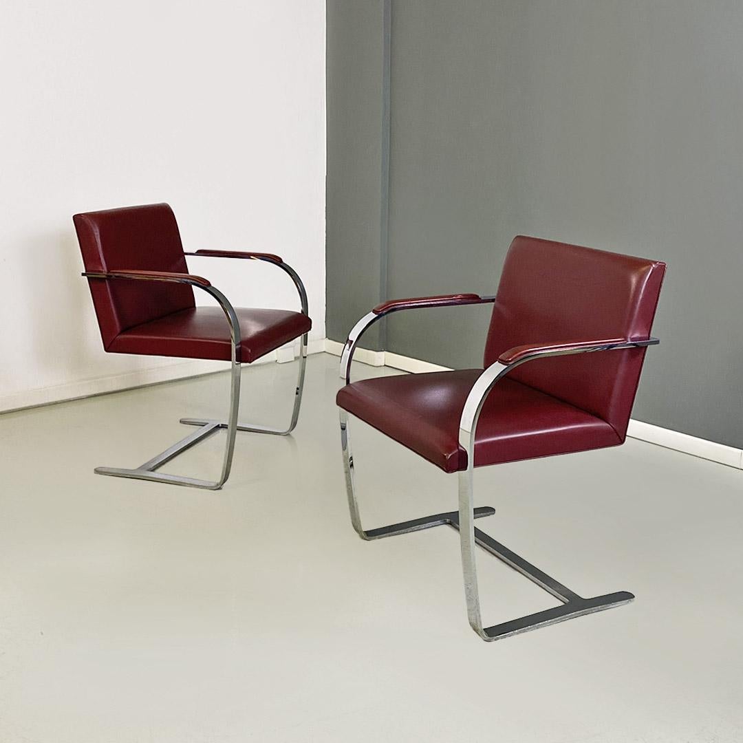 Sedie o poltrone Brno 255 in acciaio e pelle, Mies Van der Rohe Knoll, 1970 ca. at 1stDibs