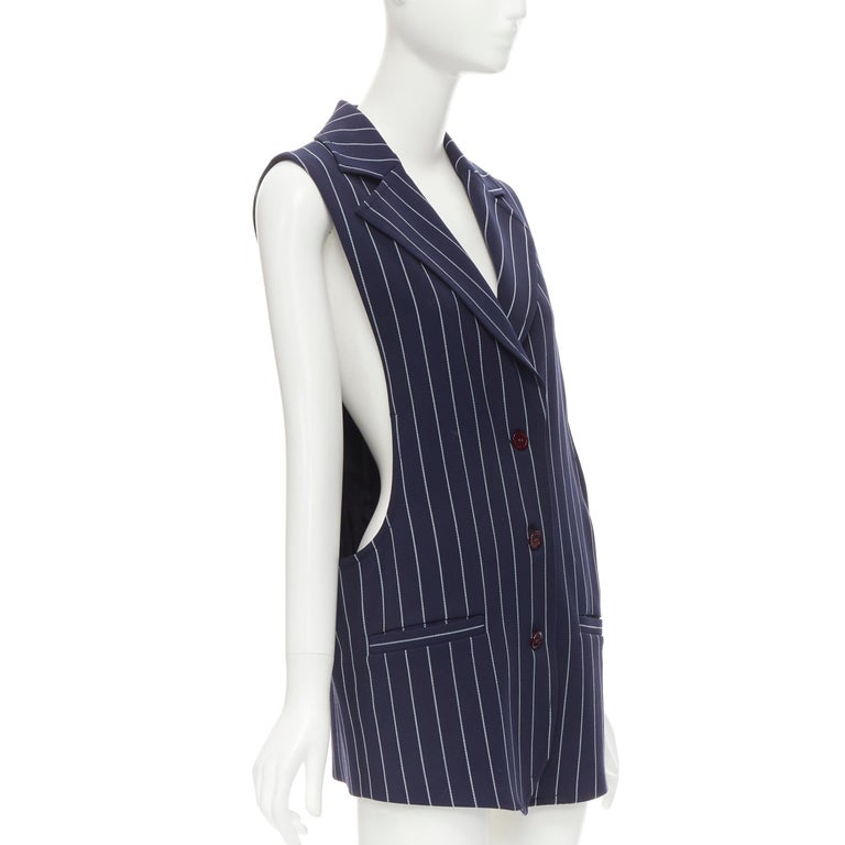 SEE. BY CHLOE blue white striped dropped armhole boxy vest FR36 S For ...