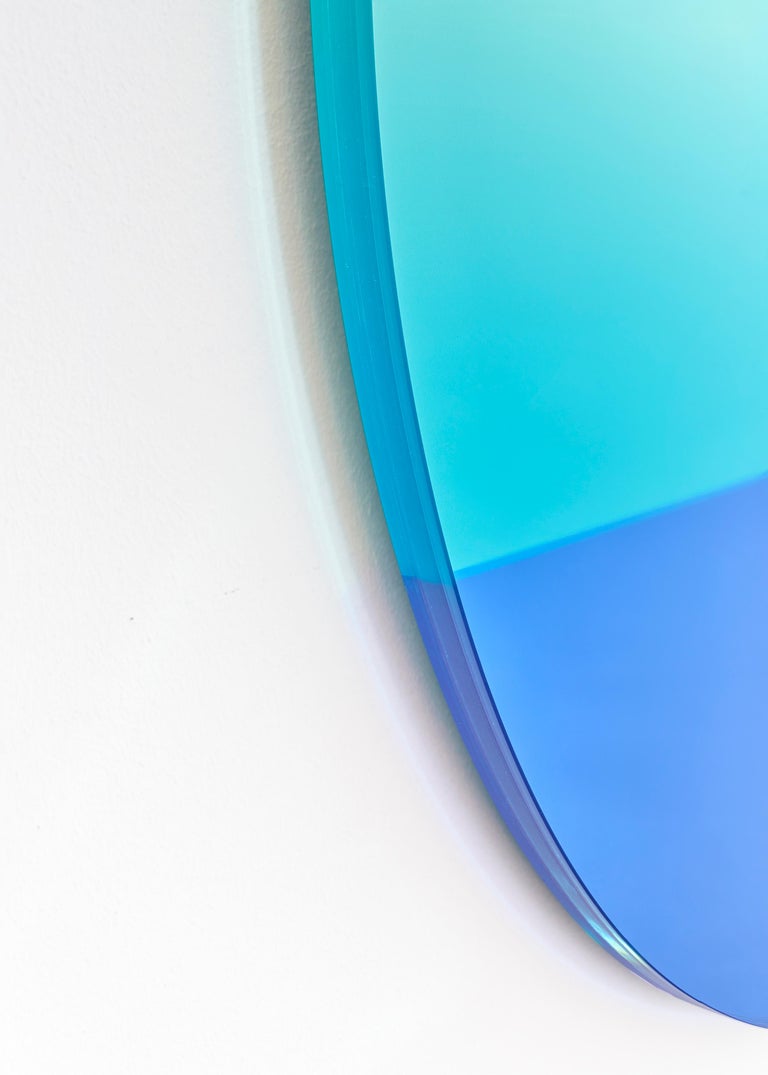 Contemporary Blue Round Mirror 100 cm, Seeing Glass Series by Sabine ...